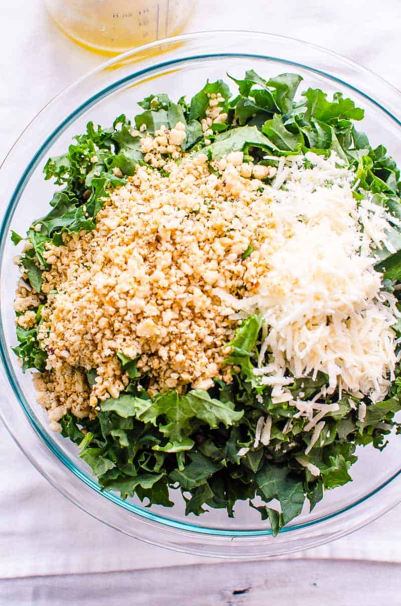 Lemon Kale Salad with Garlic and Parmesan - iFoodReal.com