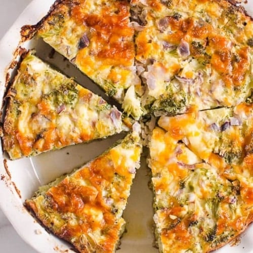 Crustless Broccoli Quiche - iFoodReal.com