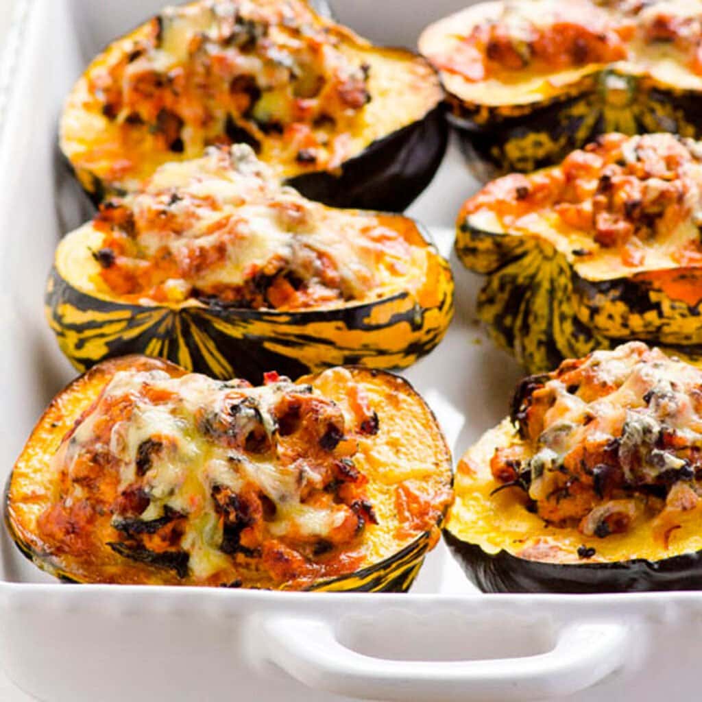 Turkey Stuffed Acorn Squash {BEST Ever!} - iFoodReal.com