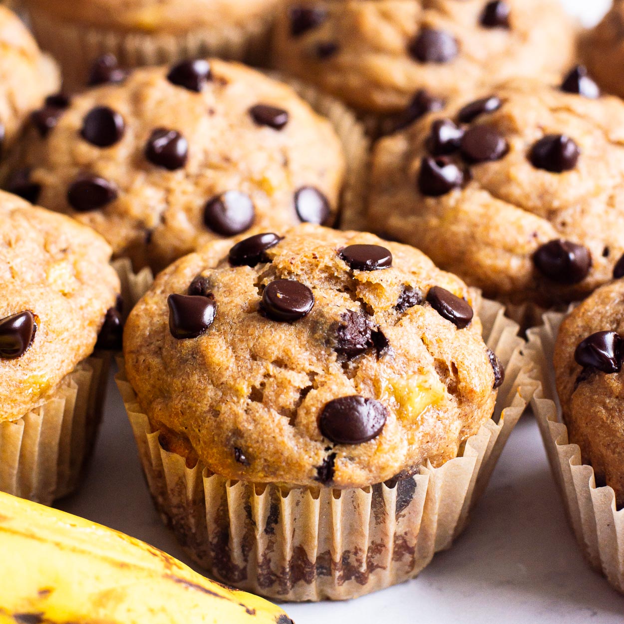 Healthy Banana Chocolate Chip Muffins - iFoodReal.com