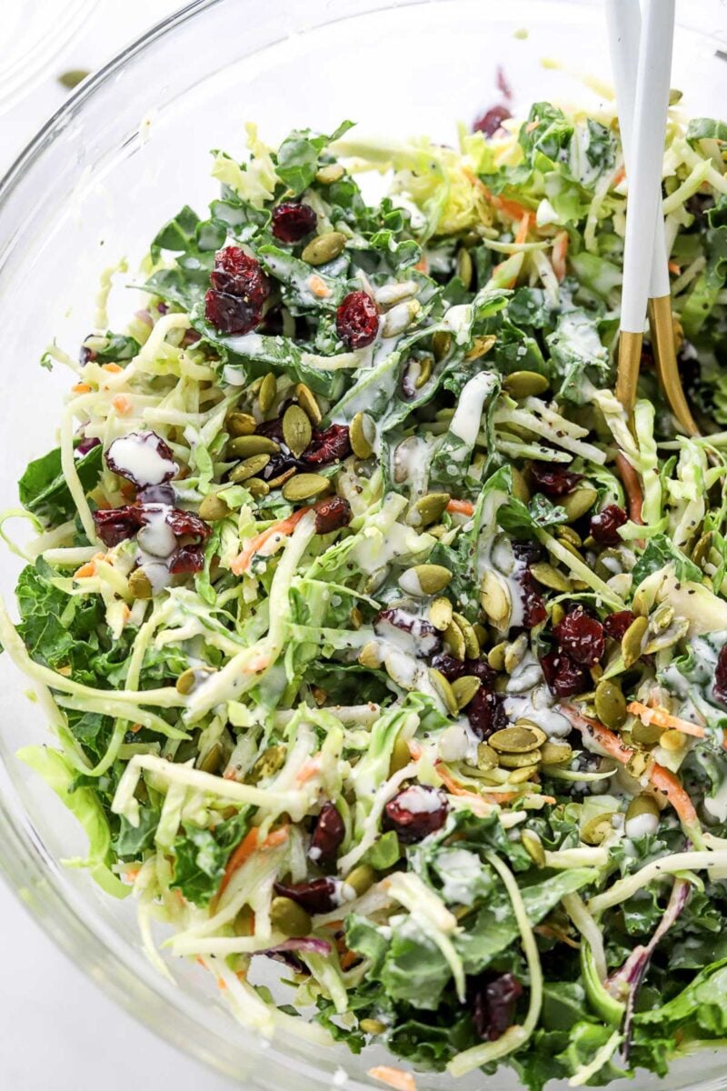 Sweet Kale Salad with Poppy Seed Dressing - iFoodReal.com