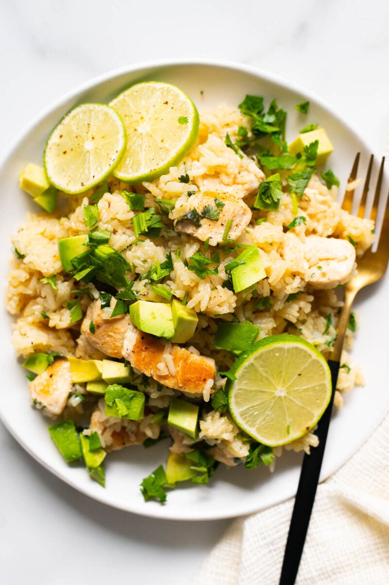 Cilantro Lime Chicken Rice Skillet - iFoodReal.com