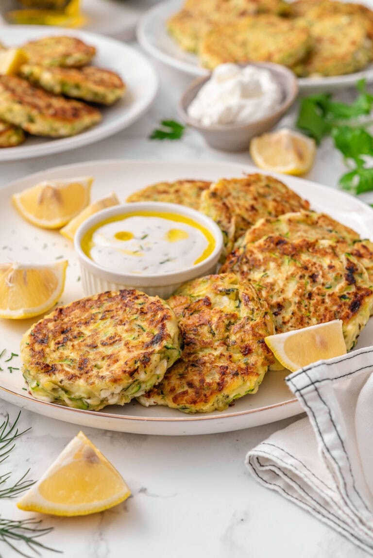 Cottage Cheese Zucchini Fritters - iFoodReal.com